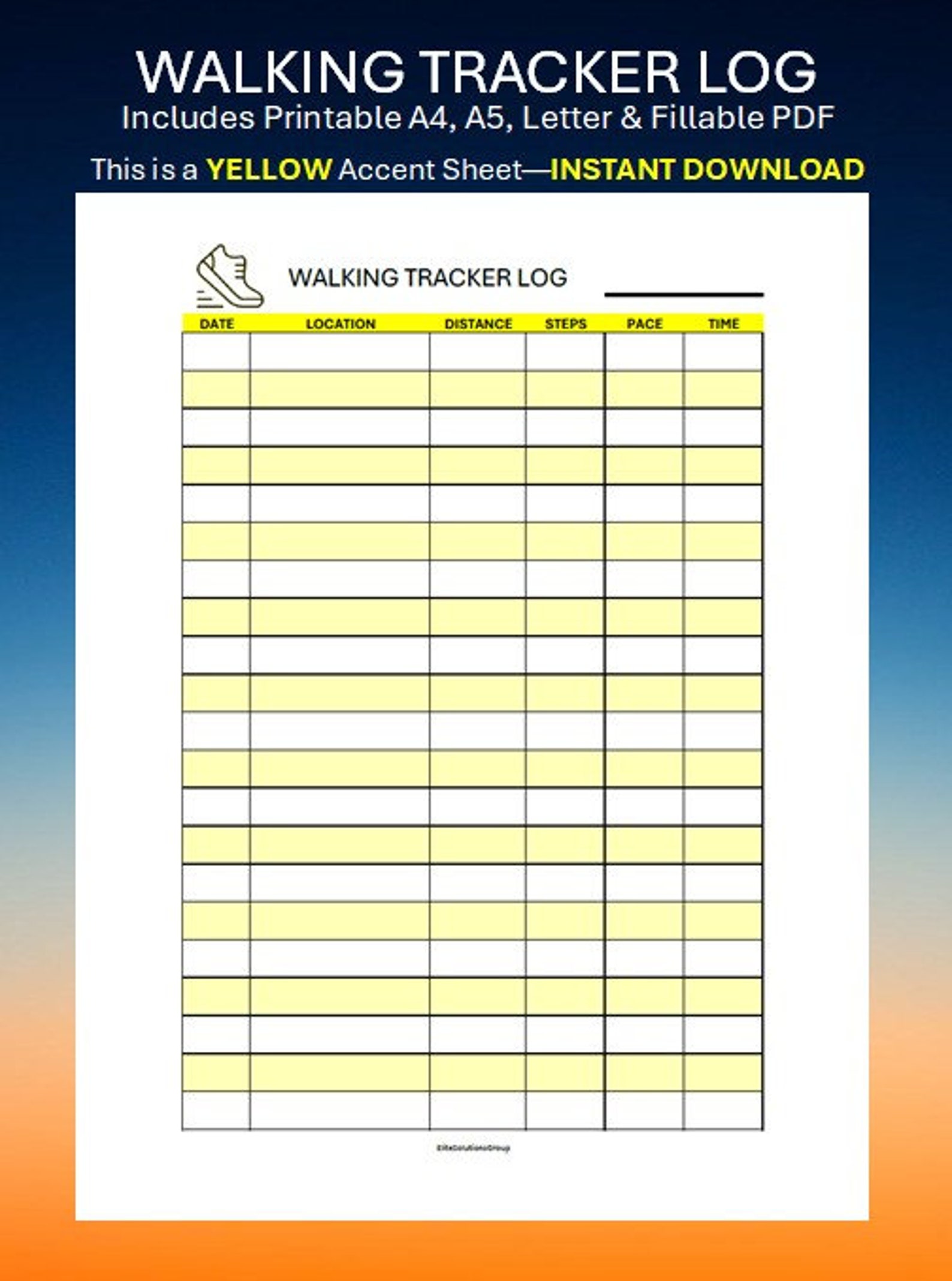 All Colors Walking Tracker Printable, Journal, Walking Log, Daily ...