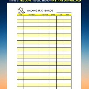 All Colors Walking Tracker Printable, Journal, Walking Log, Daily ...