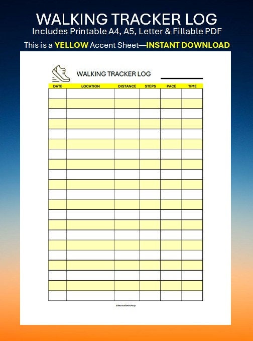 All Colors Walking Tracker Printable, Journal, Walking Log, Daily ...