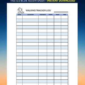 All Colors Walking Tracker Printable, Journal, Walking Log, Daily ...
