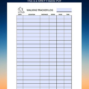 Walking Tracker Printable, Walking Journal, Walking Log, Daily Exercise ...