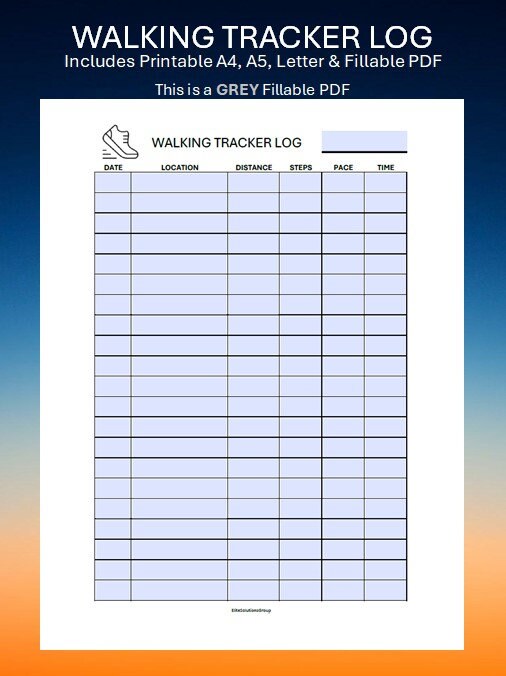 Walking Tracker Printable, Walking Journal, Walking Log, Daily Exercise ...