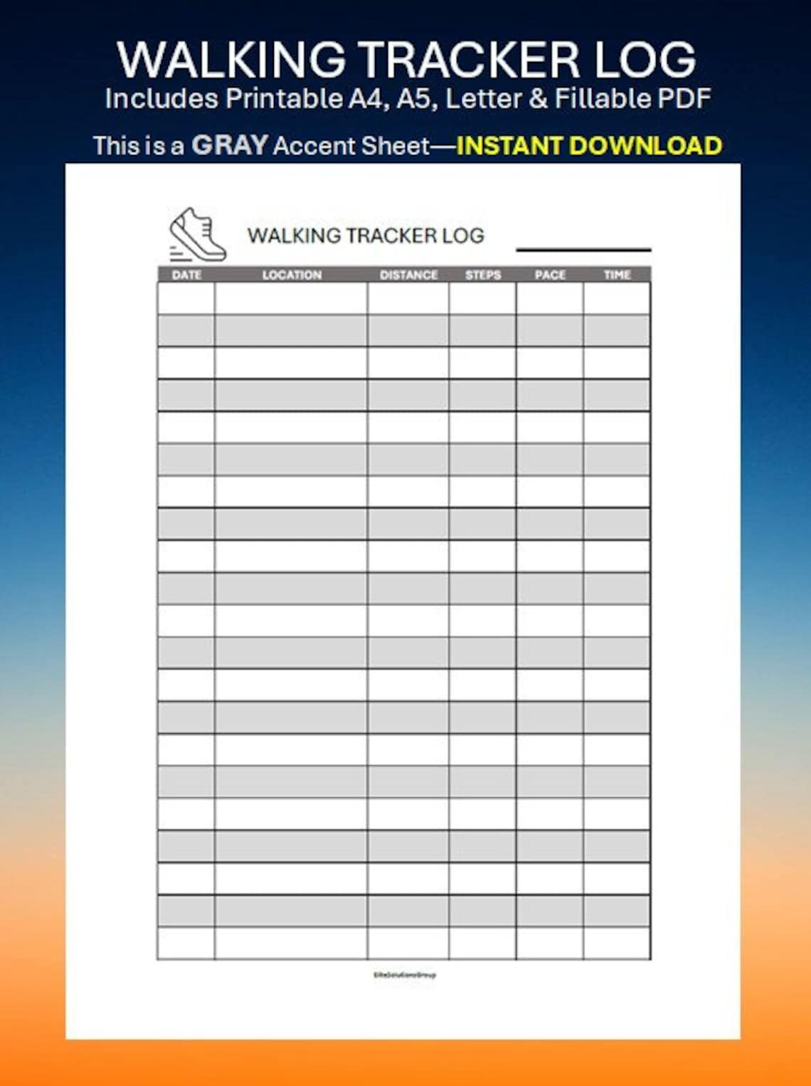 All Colors Walking Tracker Printable, Journal, Walking Log, Daily ...