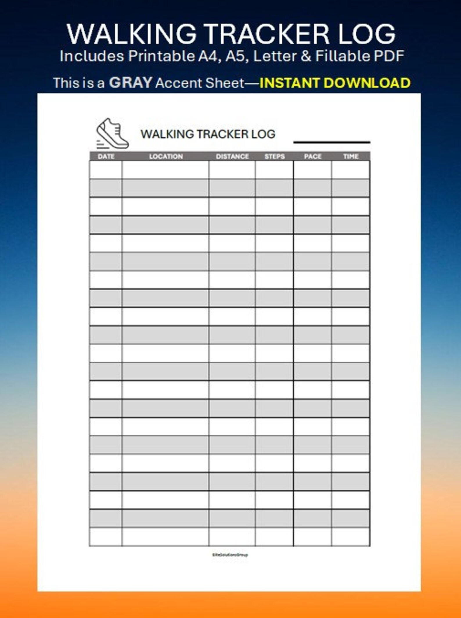 All Colors Walking Tracker Printable, Journal, Walking Log, Daily ...