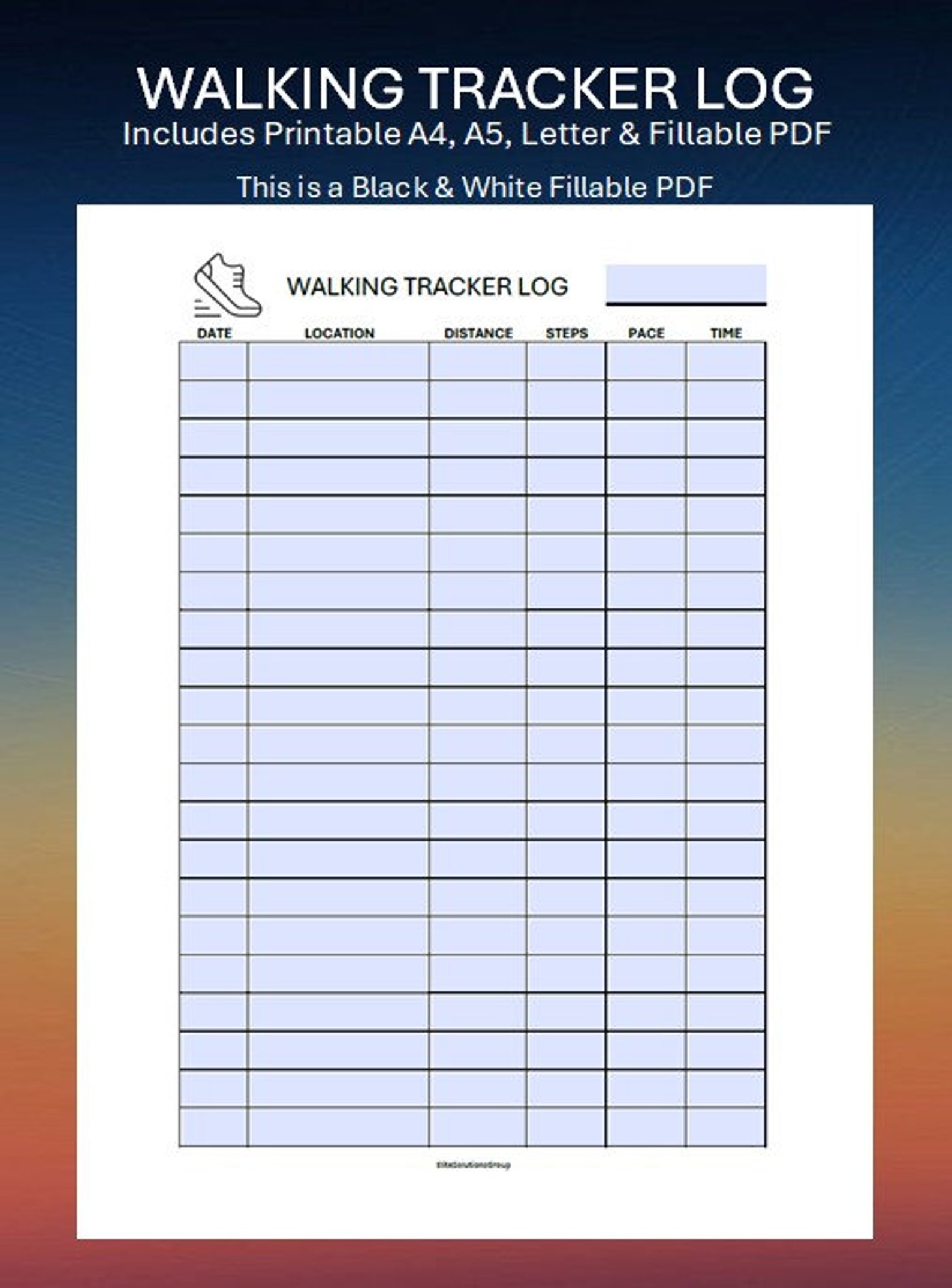 All Colors Walking Tracker Printable, Journal, Walking Log, Daily ...
