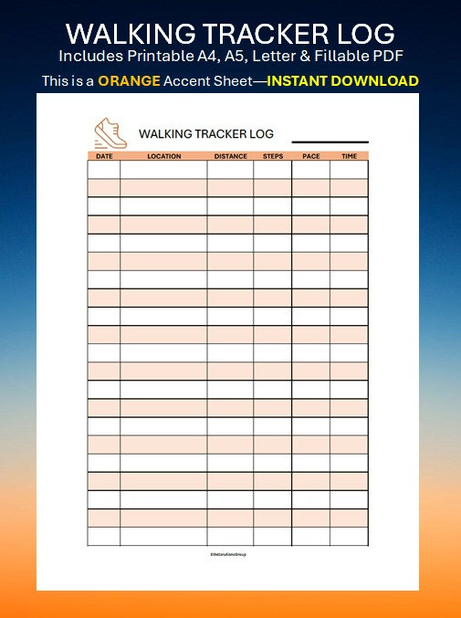 All Colors Walking Tracker Printable, Journal, Walking Log, Daily ...