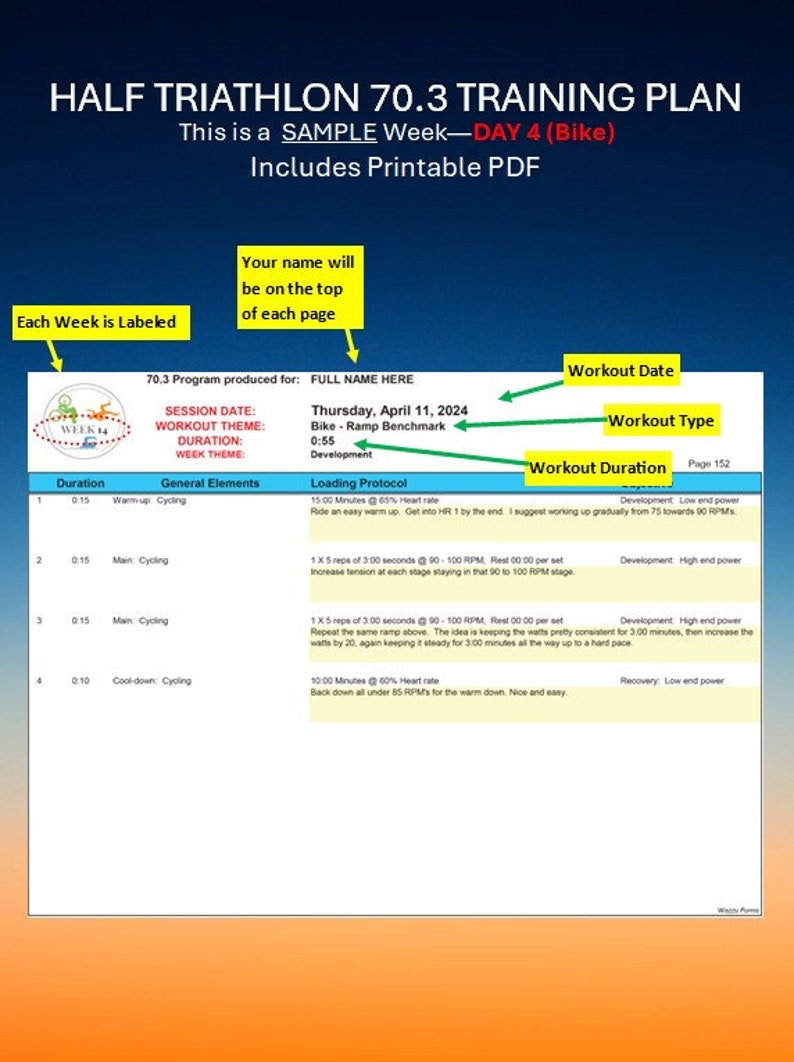 Half Iron 70.3 Training Program, 24 Weeks Program, Triathlon Training ...