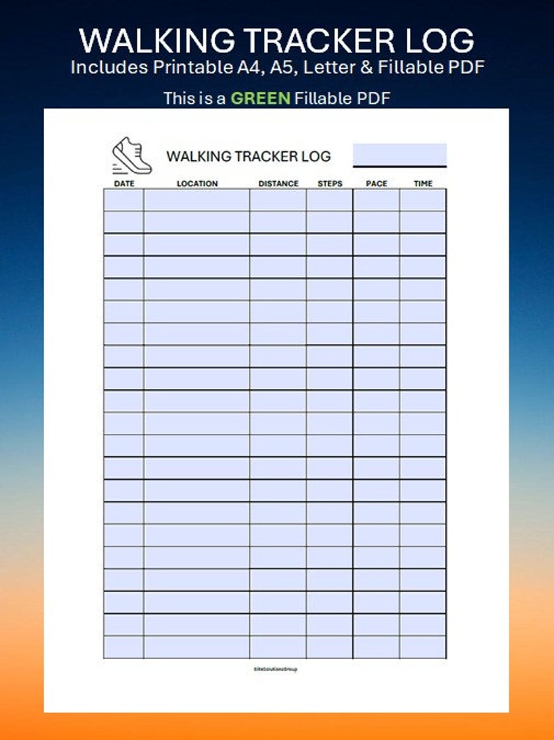 Walking Tracker Printable, Walking Journal, Walking Log, Daily Exercise ...
