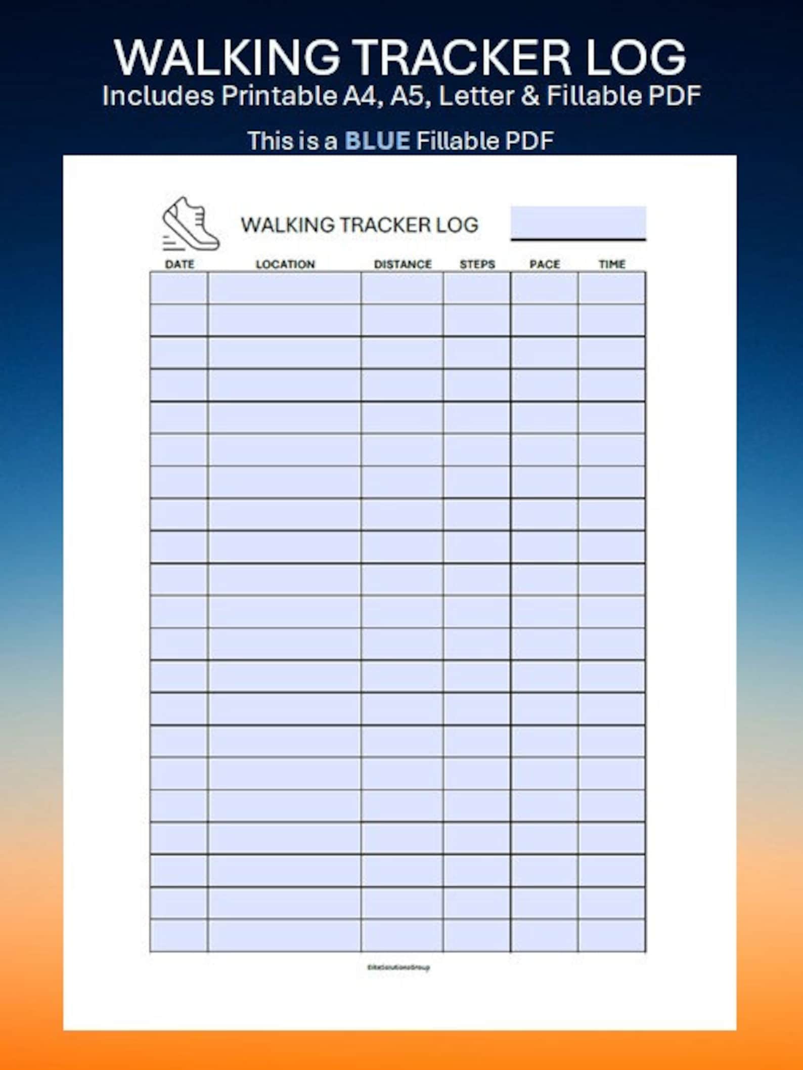Walking Tracker Printable, Walking Journal, Walking Log, Daily Exercise ...