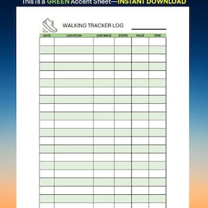 All Colors Walking Tracker Printable, Journal, Walking Log, Daily ...