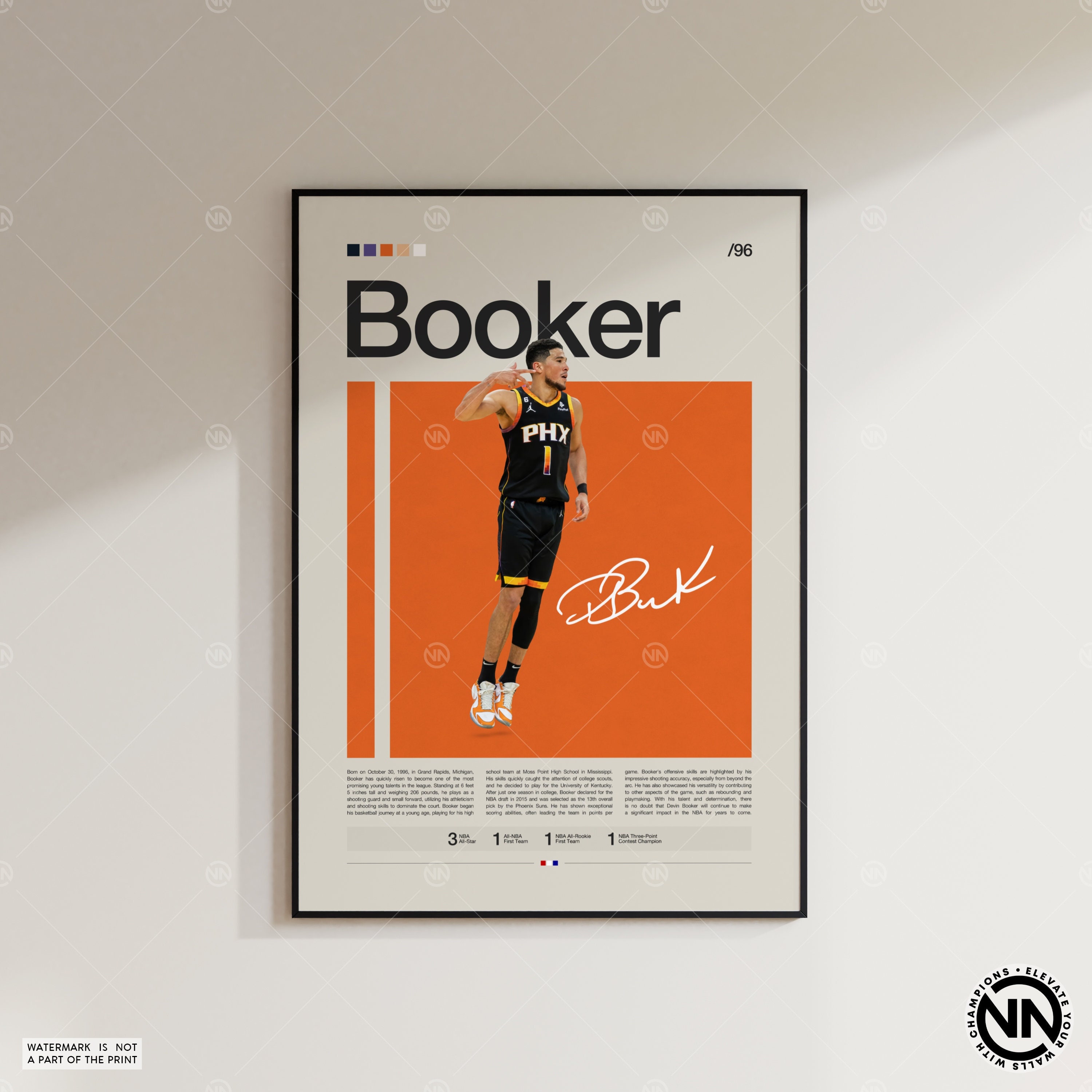 Devin Booker Poster, Phoenix Suns Poster, NBA Poster, Sports Poster ...