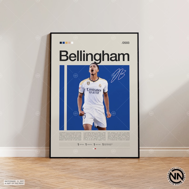 Jude Bellingham Poster, Real Madrid Poster, Soccer Gifts, Sports Poster ...