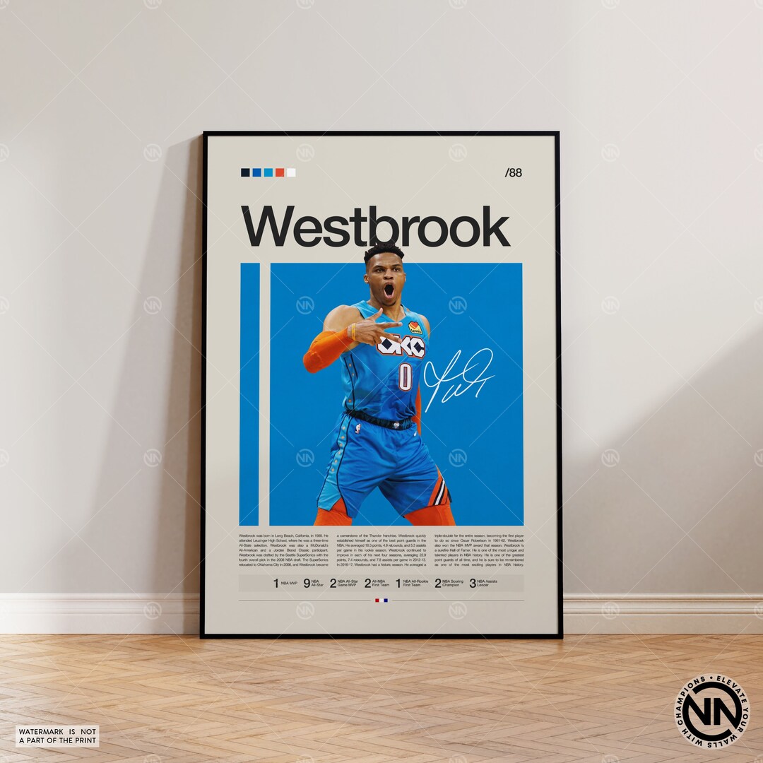 Russell Westbrook Poster, Oklahoma City Thunder OKC, NBA Poster, Sports ...