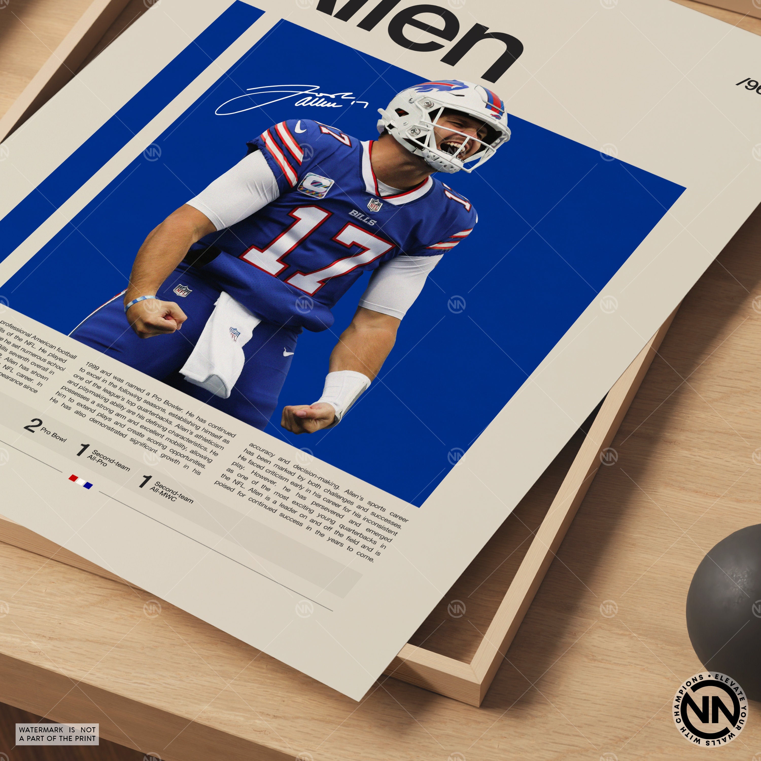 Josh Allen Poster, Buffalo Bills Poster, NFL Poster, Sports Poster, NFL ...
