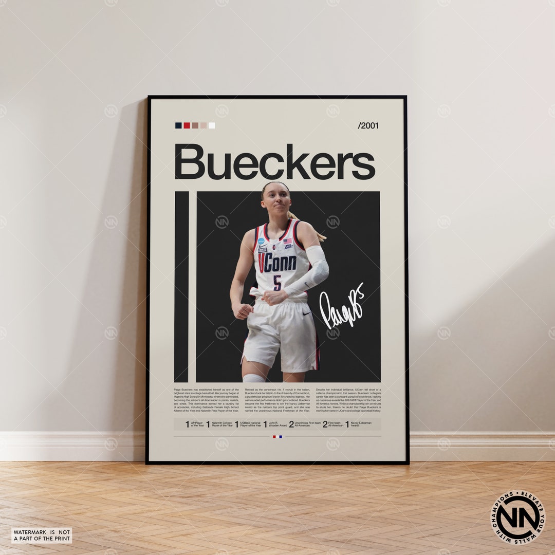 Paige Bueckers Poster, Uconn, WNBA Poster, Sports Poster, Mid Century ...