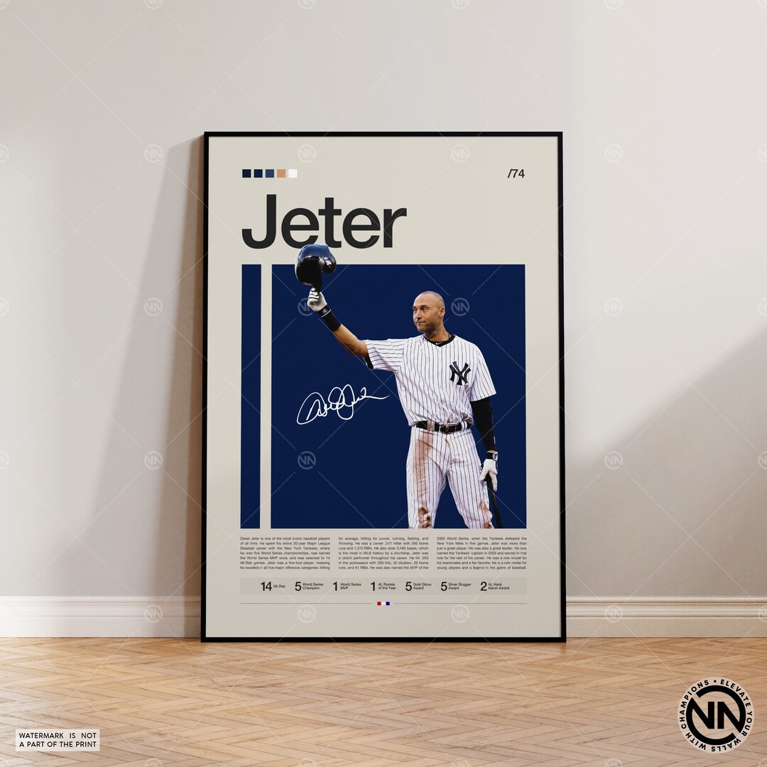 Derek Jeter Poster, New York Yankees Poster, Baseball Prints, Sports ...