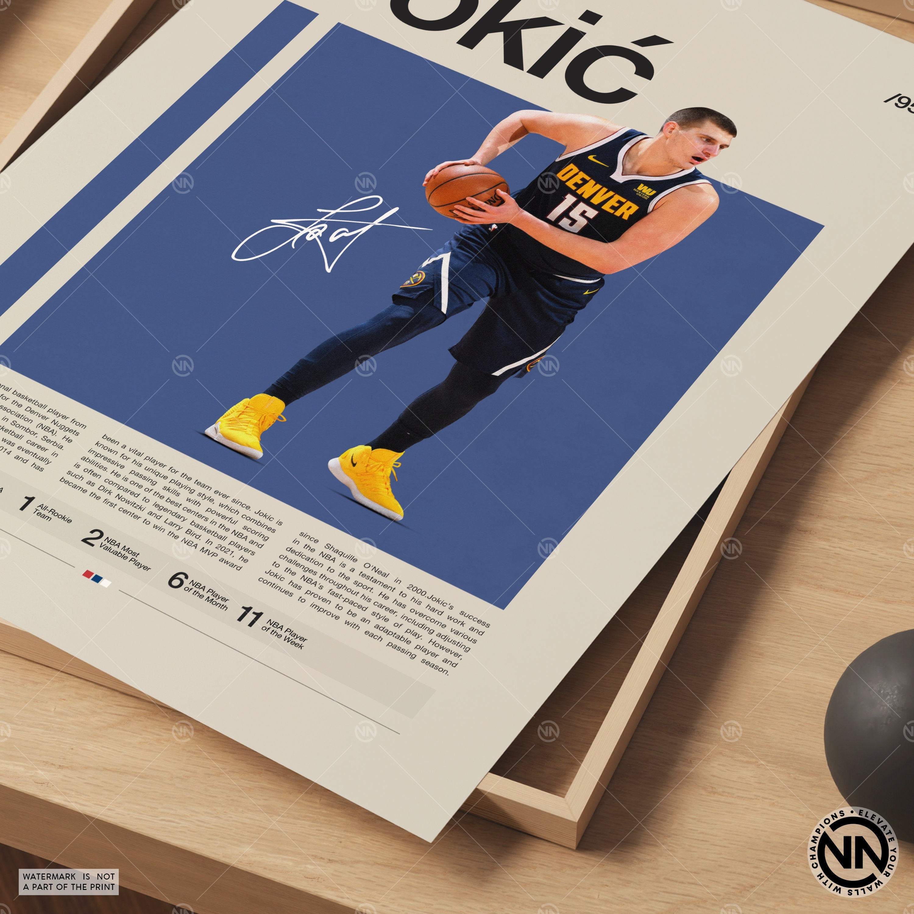Nikola Jokic Poster, Denver Nuggets Print, NBA Poster, Sports Poster ...