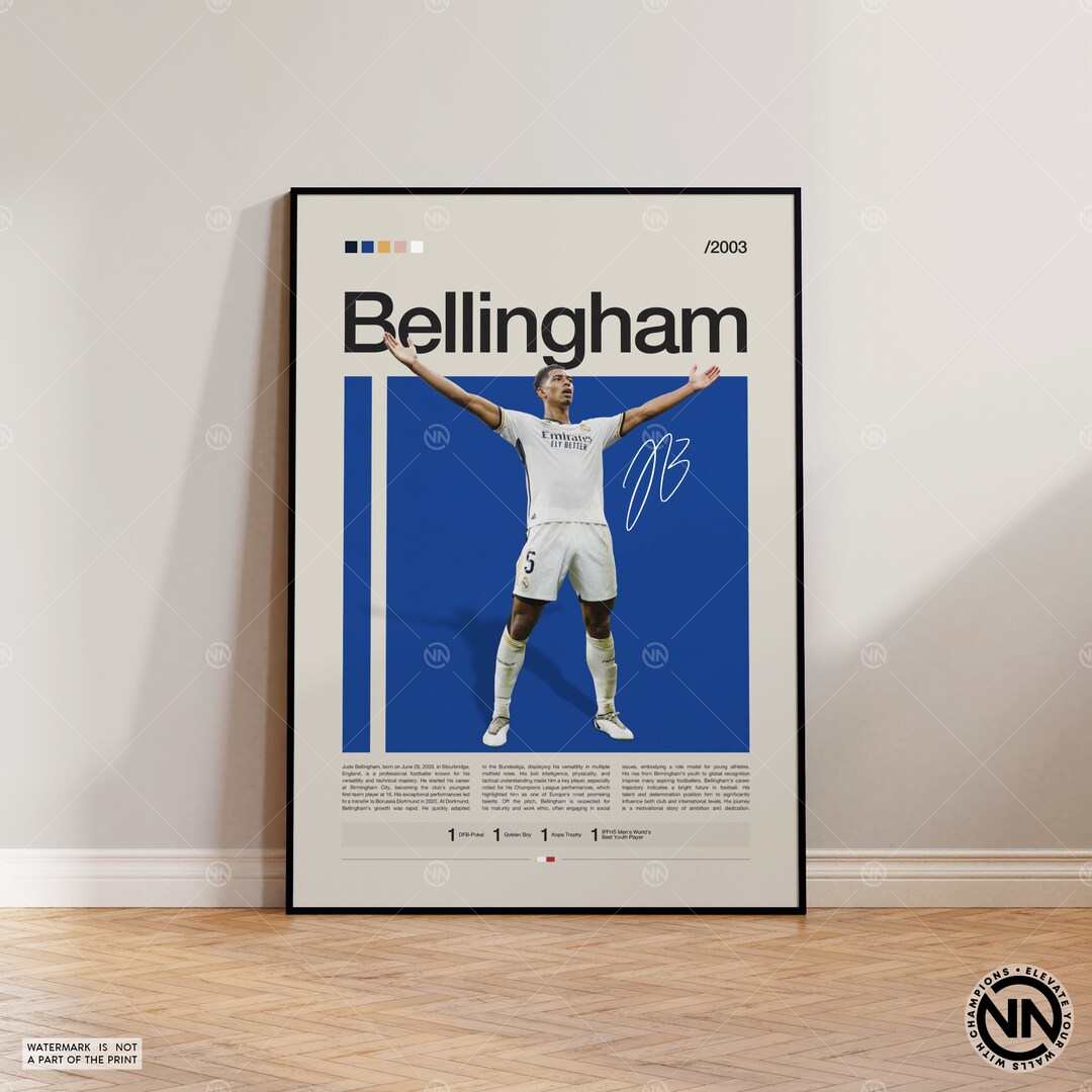 Jude Bellingham Poster, Real Madrid Poster, Soccer Gifts, Sports Poster ...