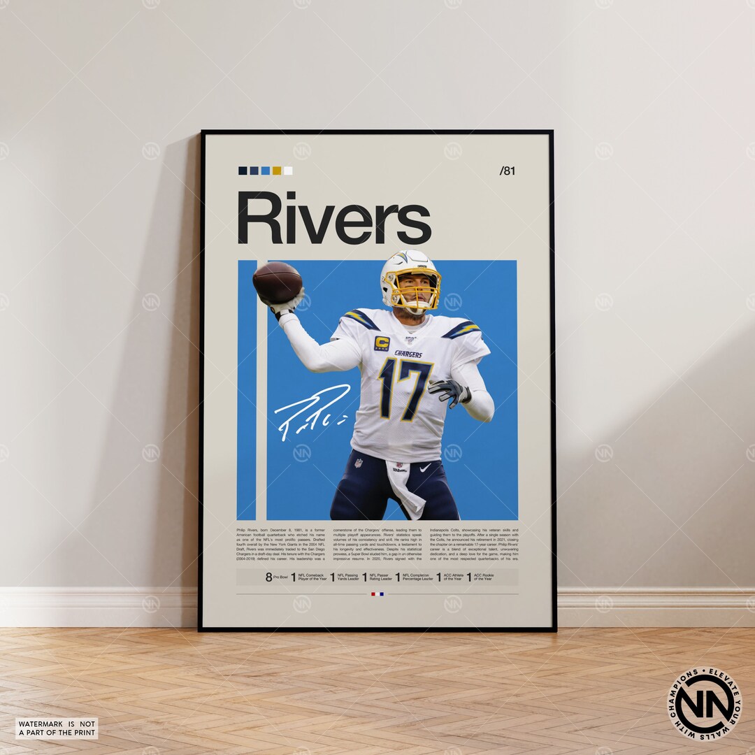Philip Rivers Poster, Los Angeles Chargers Print, NFL Poster, Sports ...
