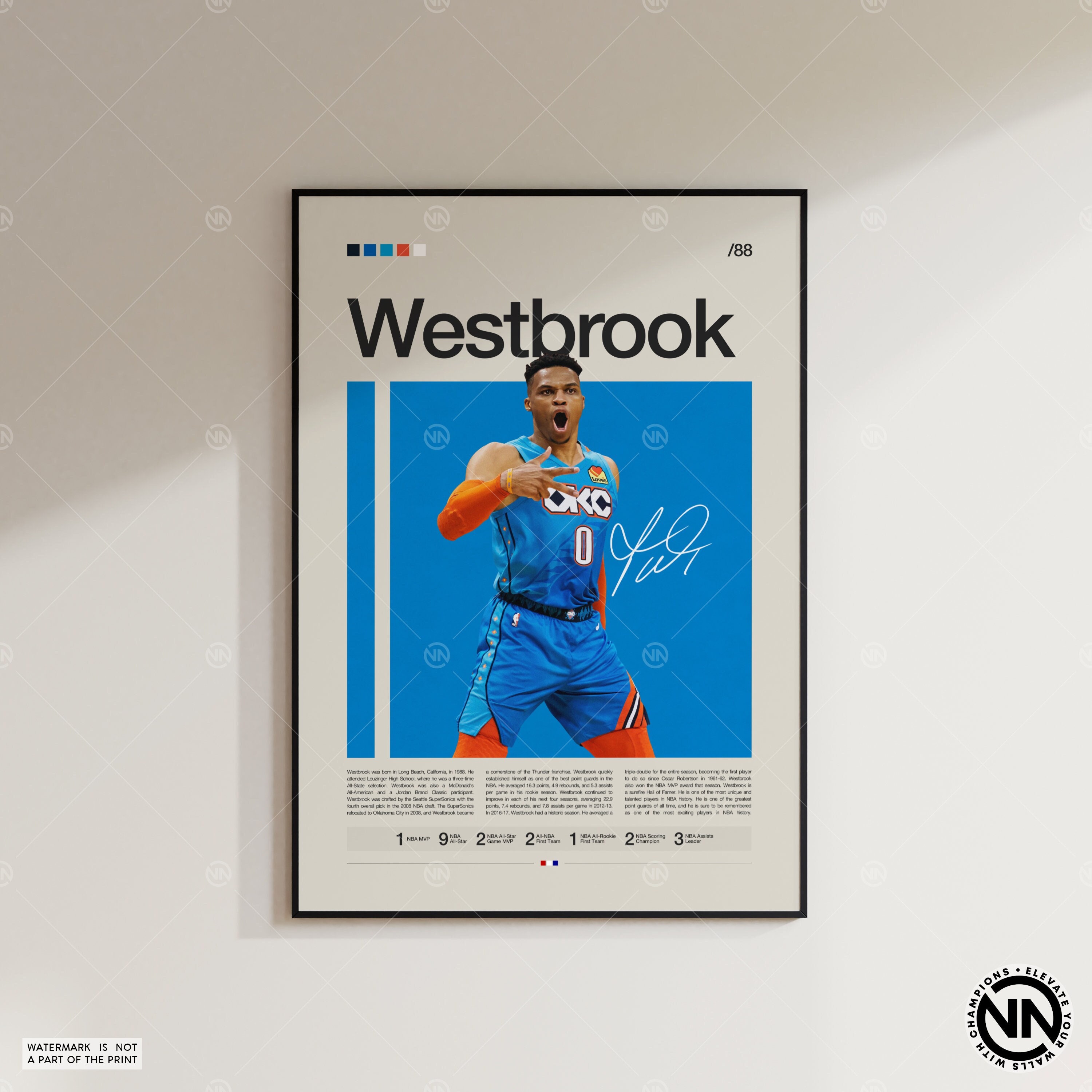 Russell Westbrook Poster, Oklahoma City Thunder OKC, NBA Poster, Sports ...