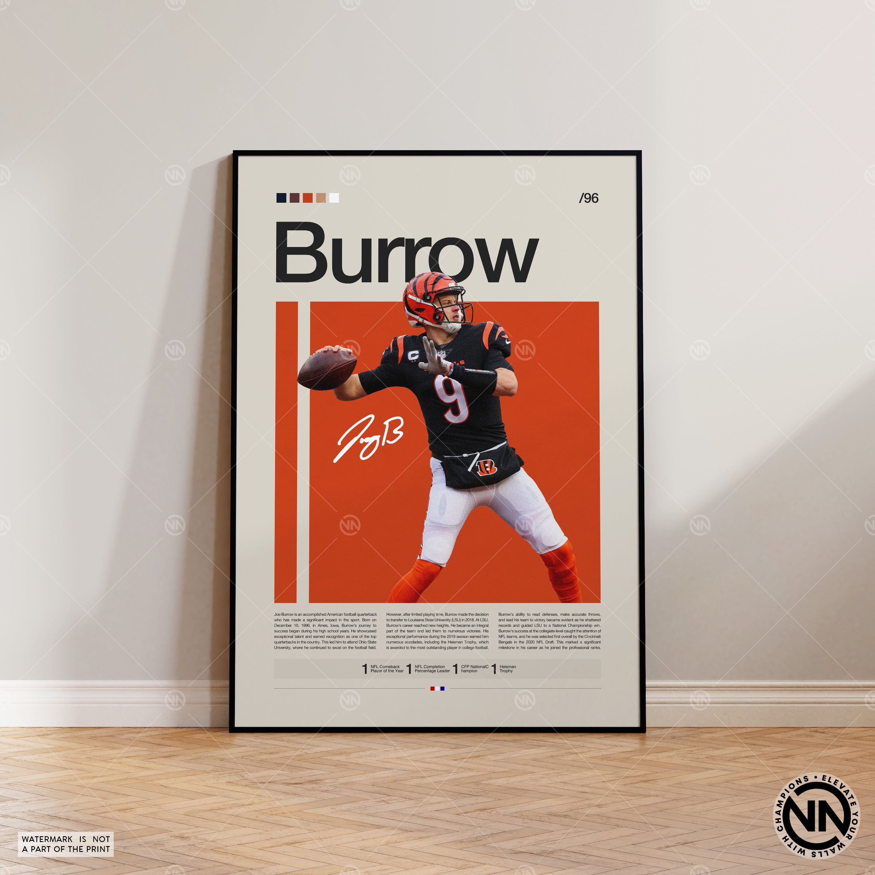 Joe Burrow Poster, Cincinnati Bengals Poster, NFL Poster, Sports Poster ...