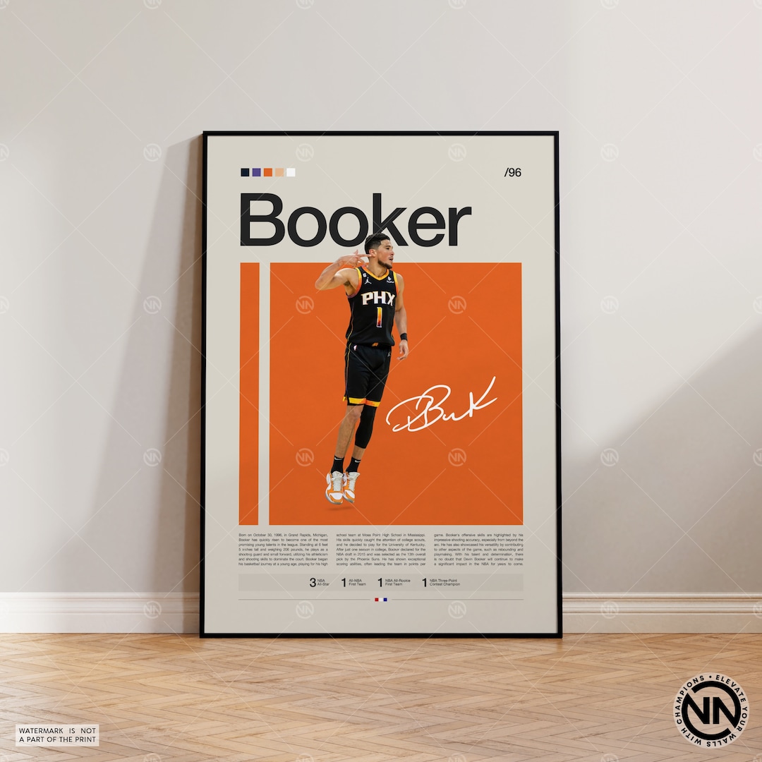Devin Booker Poster, Phoenix Suns Poster, NBA Poster, Sports Poster ...