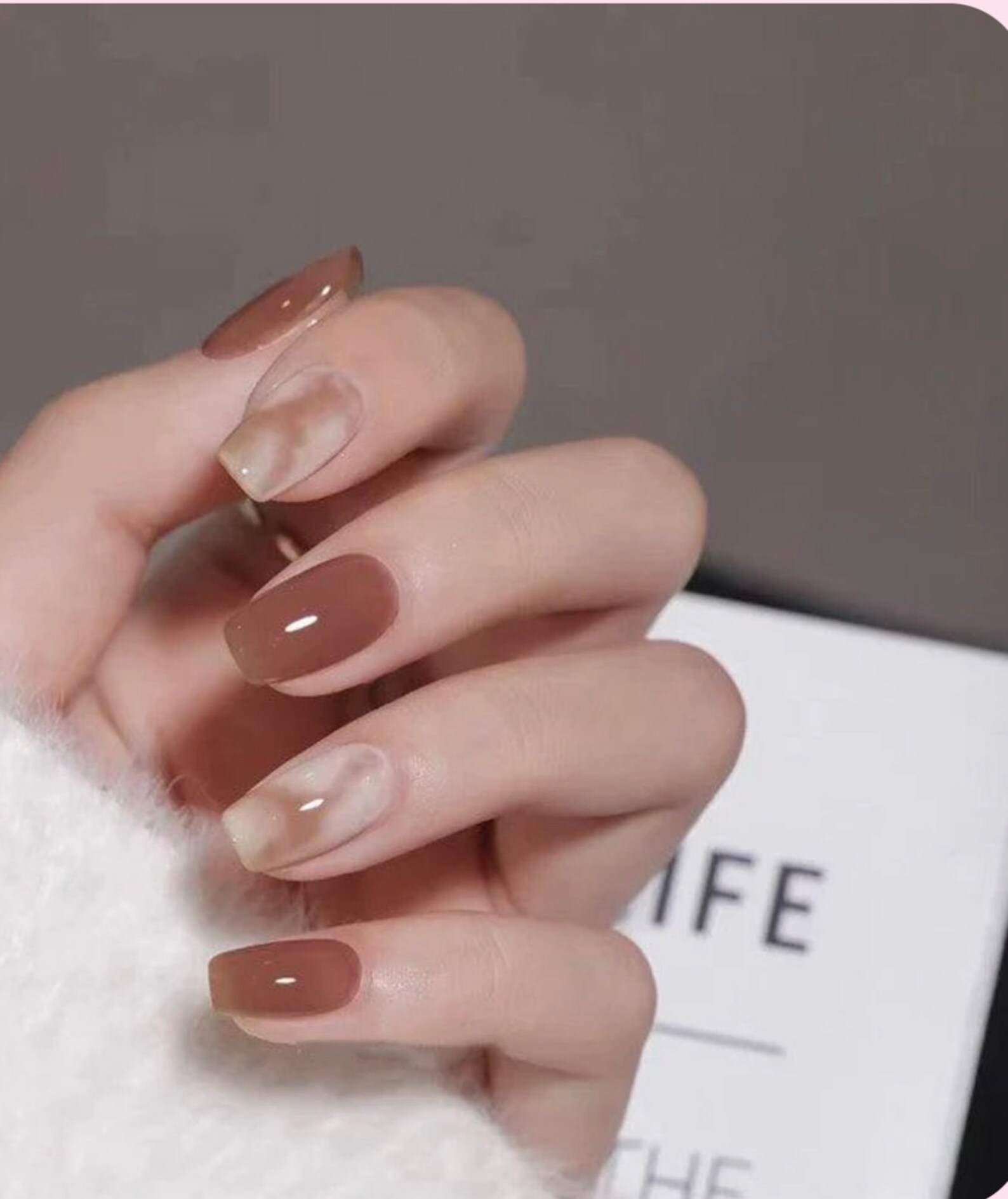 24 Pcs Brown Marble Pattern Fake Nails - Etsy