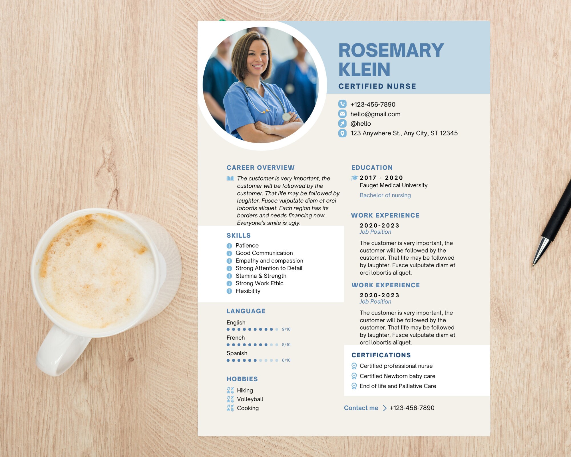 Medical Nurse Resume CV Professional Resume Resume Template Word Modern Resum minimalist Resume ...