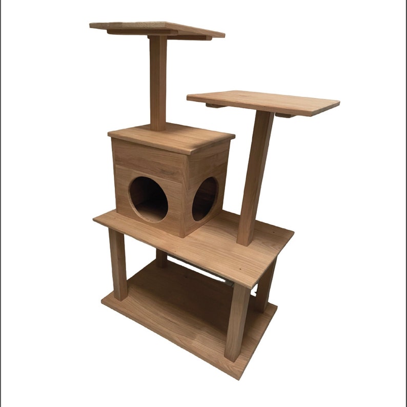Solid Wood Oak Cherry Ash Cat Tree Made to Measure and Customizable on ...