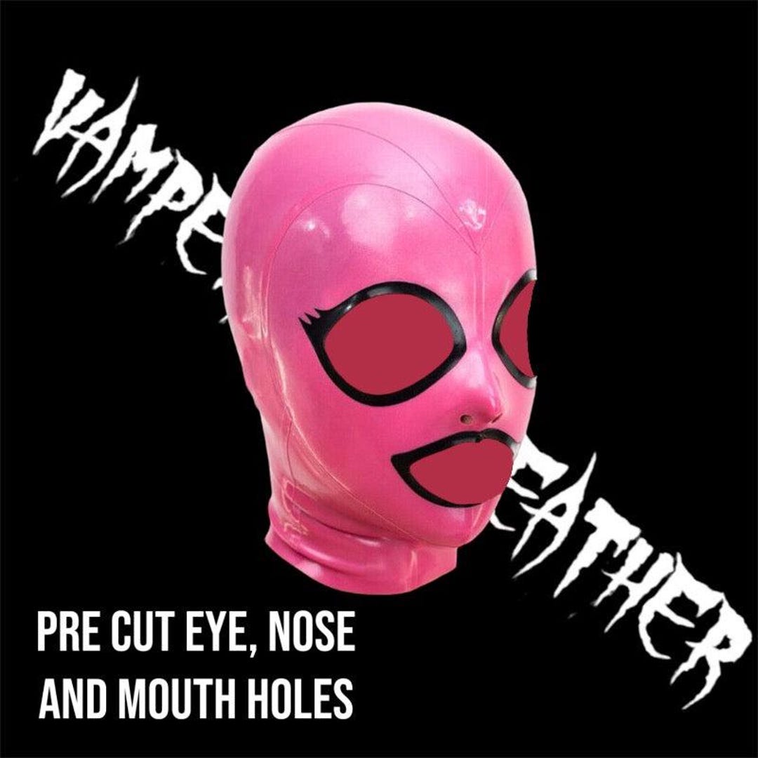 Latex Hood, Premium Latex Mask With Zipper Pink Hood - Etsy