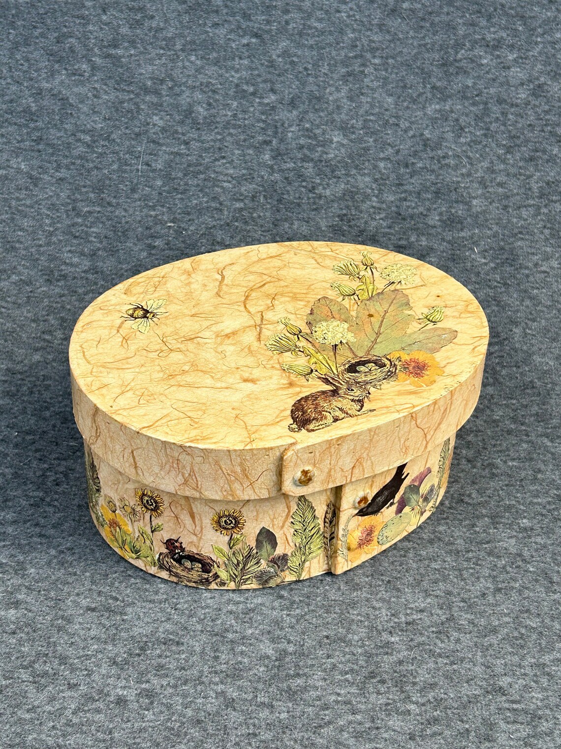 Garden Theme Decoupage Wood Box With Bunnies, Hedge Hog and Flowers - Etsy