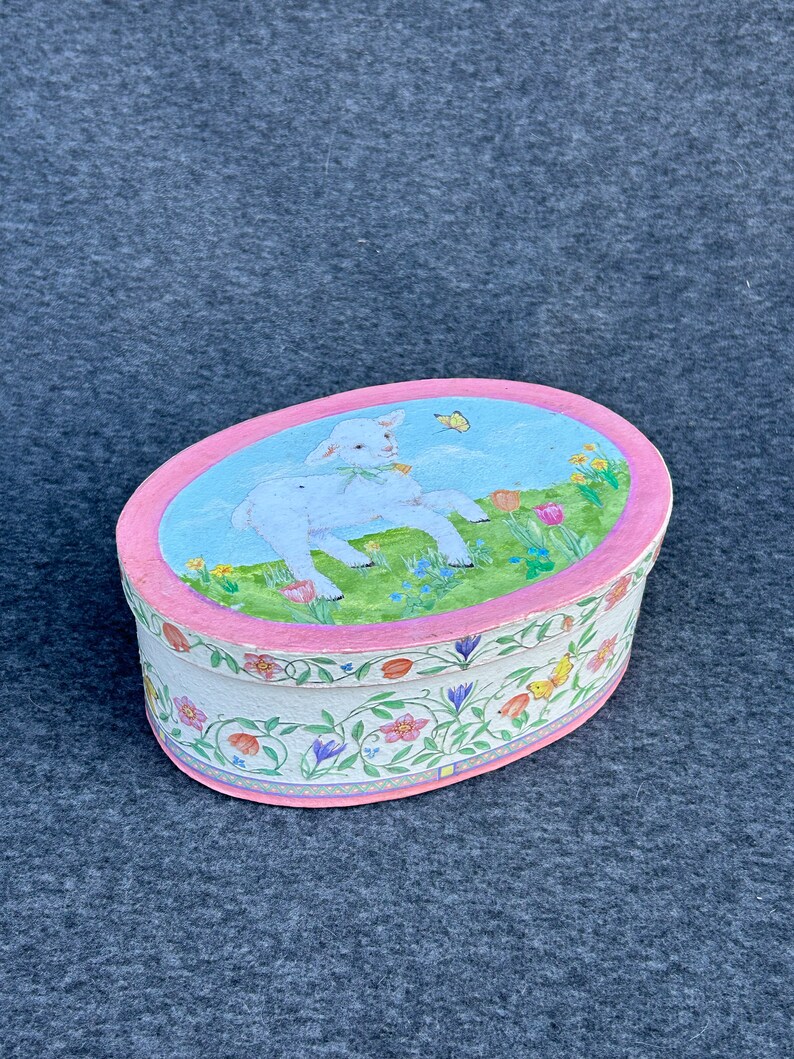 Easter Lamb Decoupage Paper Mache Box - Etsy