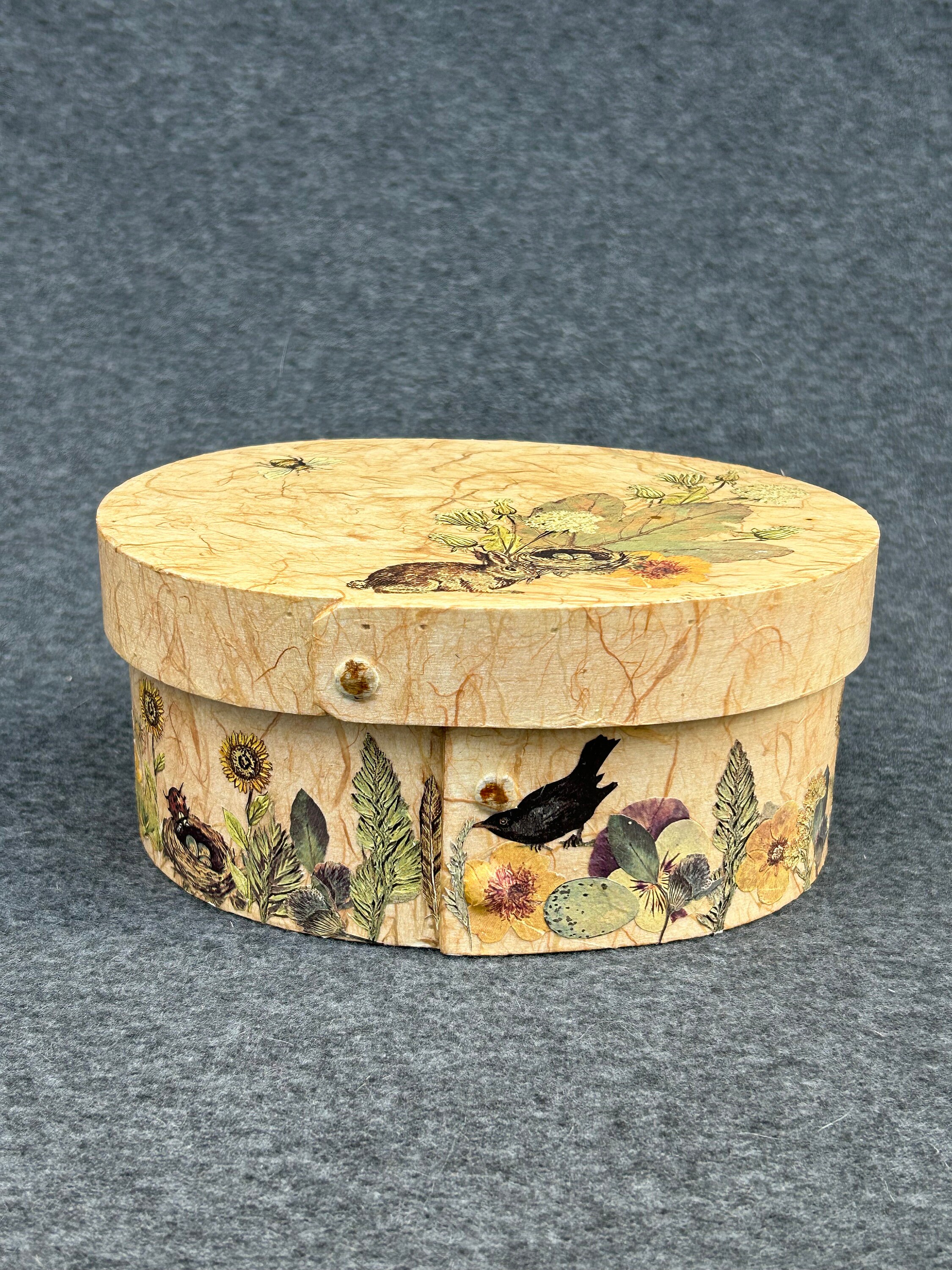 Garden Theme Decoupage Wood Box With Bunnies, Hedge Hog and Flowers - Etsy