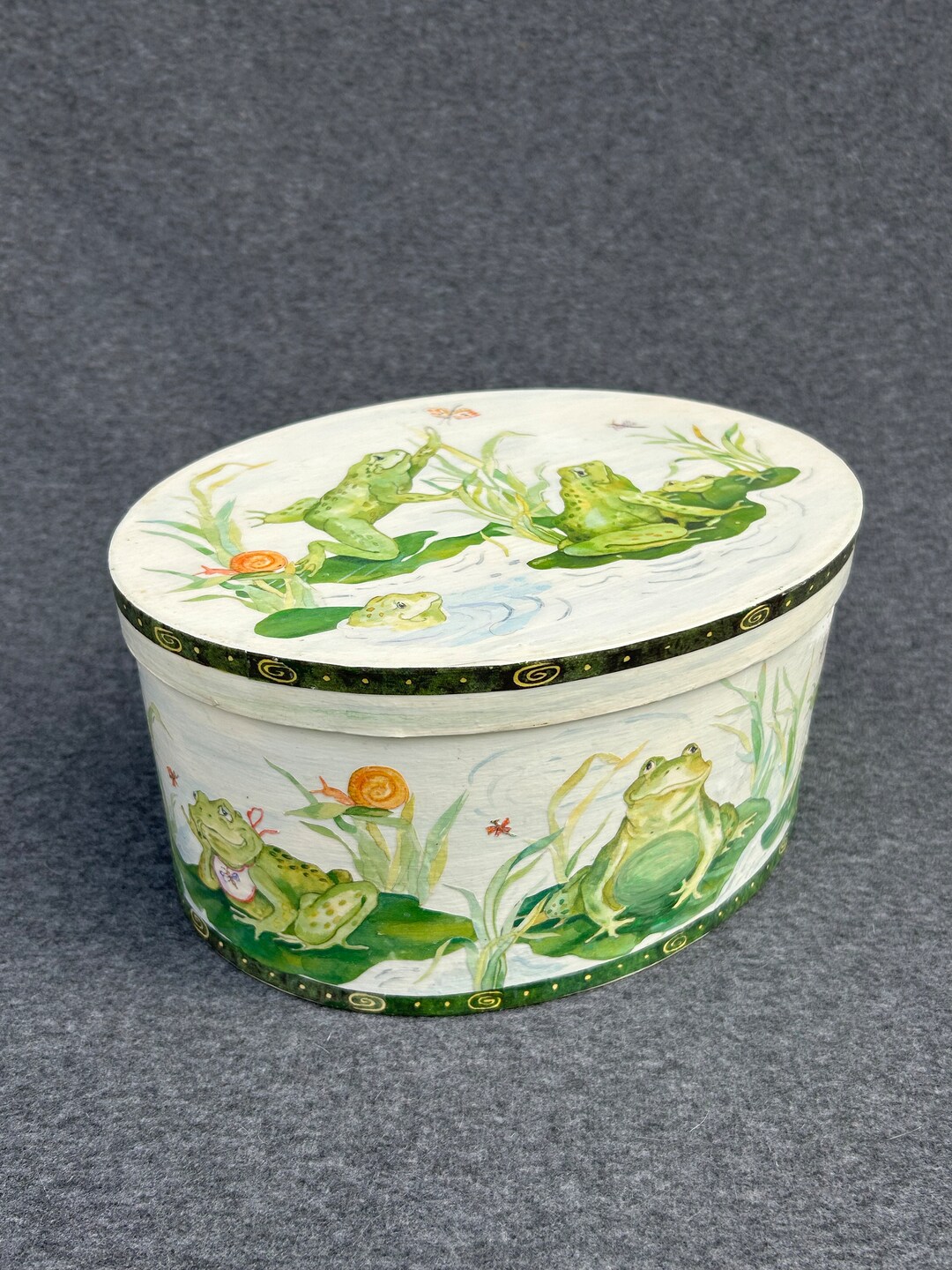 Whimsical Hopping Frogs Paper Mache Oval Box - Etsy