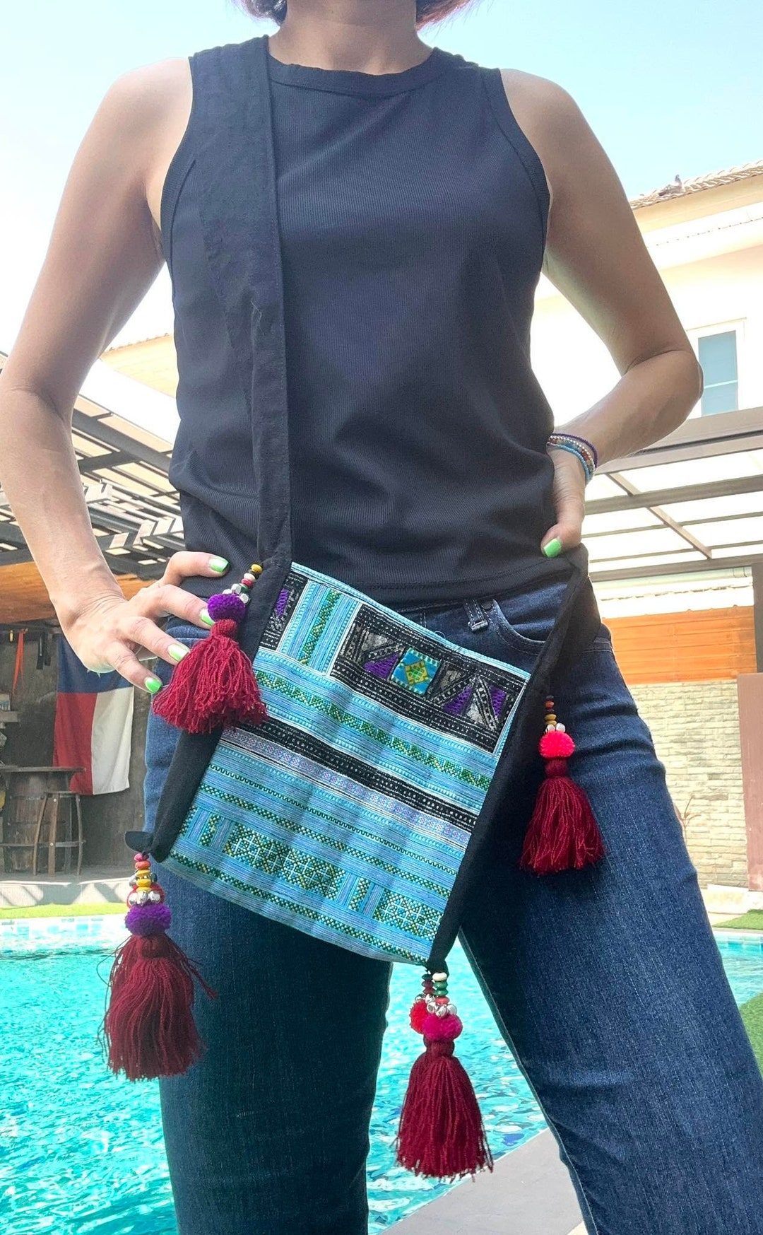 Hill Tribe Bag, Embroidered Crossbody Bag, Handmade Crossover Purse ...