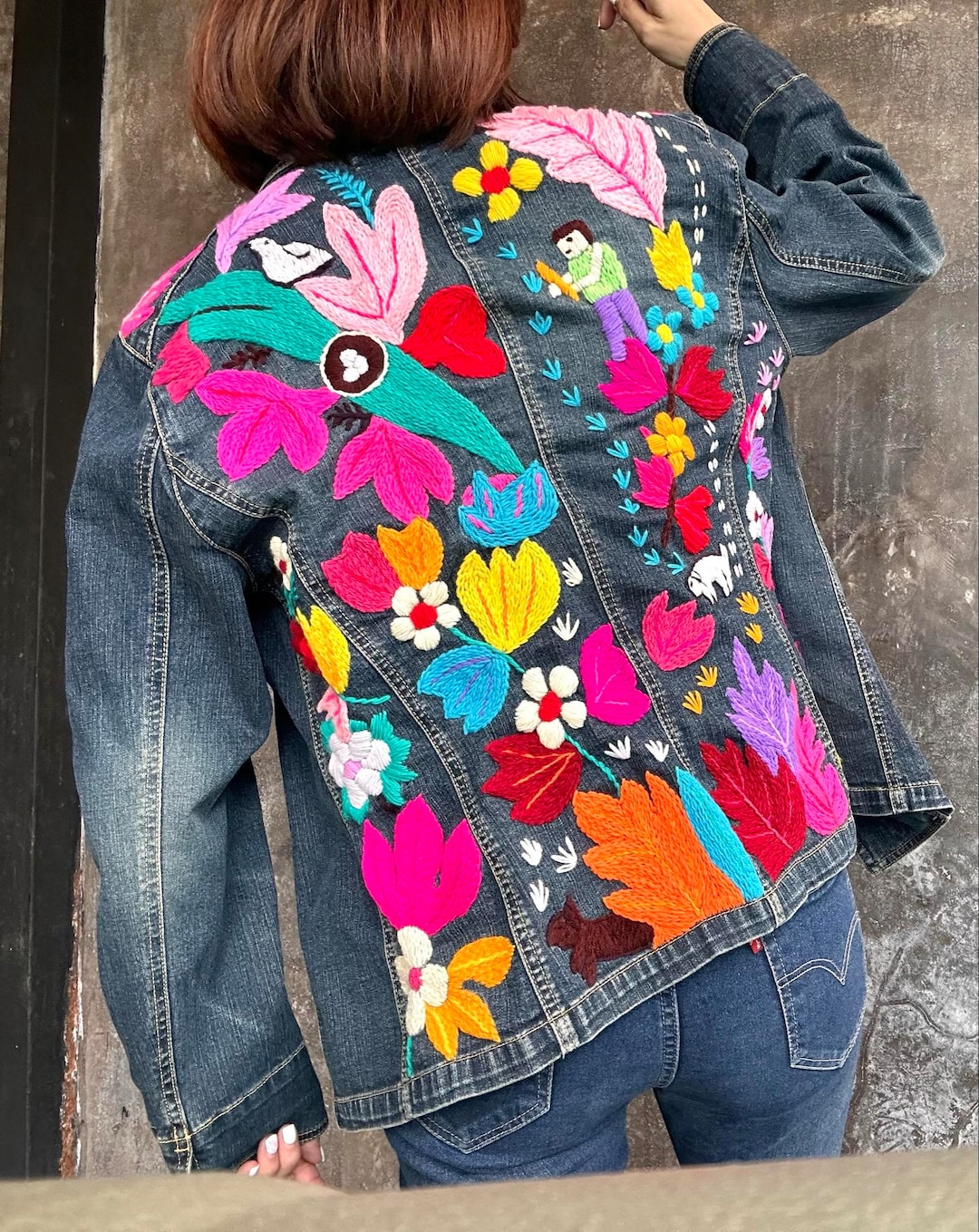 Remake Denim Jacket, Boho Embroidered Jacket, Handcrafted Jacket ...
