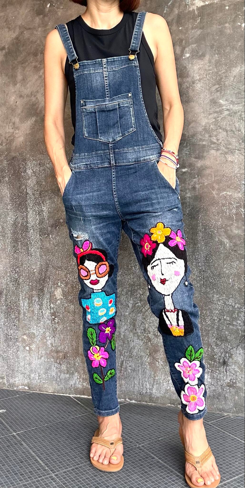 Embroidered Overalls, Denim Overalls, Handmade Overalls, Overalls With ...