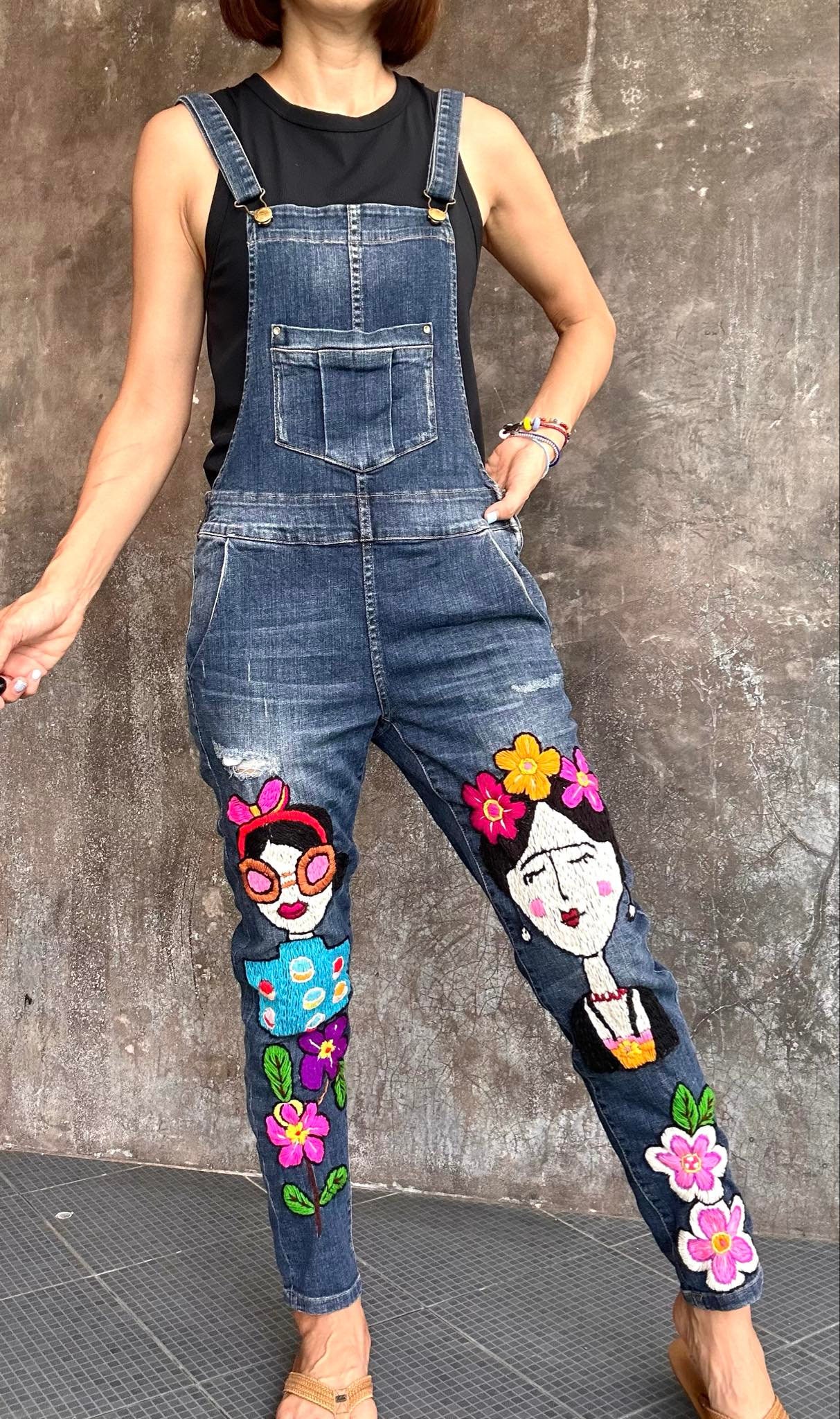 Embroidered Overalls, Denim Overalls, Handmade Overalls, Overalls With ...