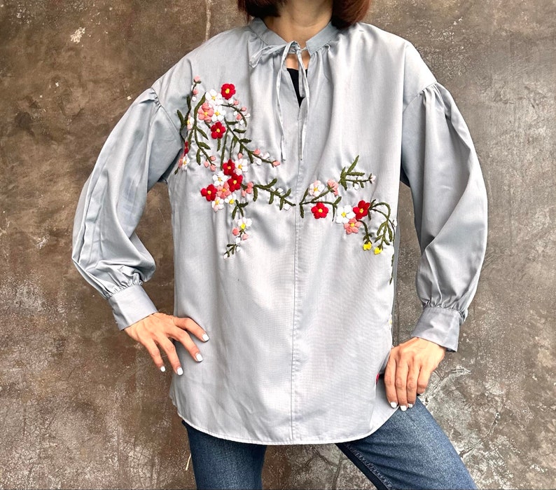 Hand Embroidered Blouse, Long Sleeve Blouse, Floral Embroidered Blouse ...