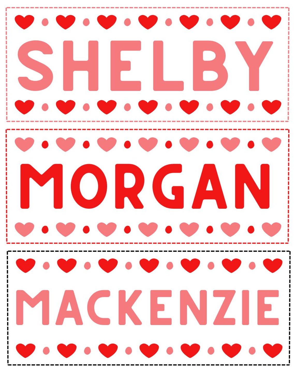 Valentine's Day Name Tags – Personalized Classroom Labels, Custom Heart ...