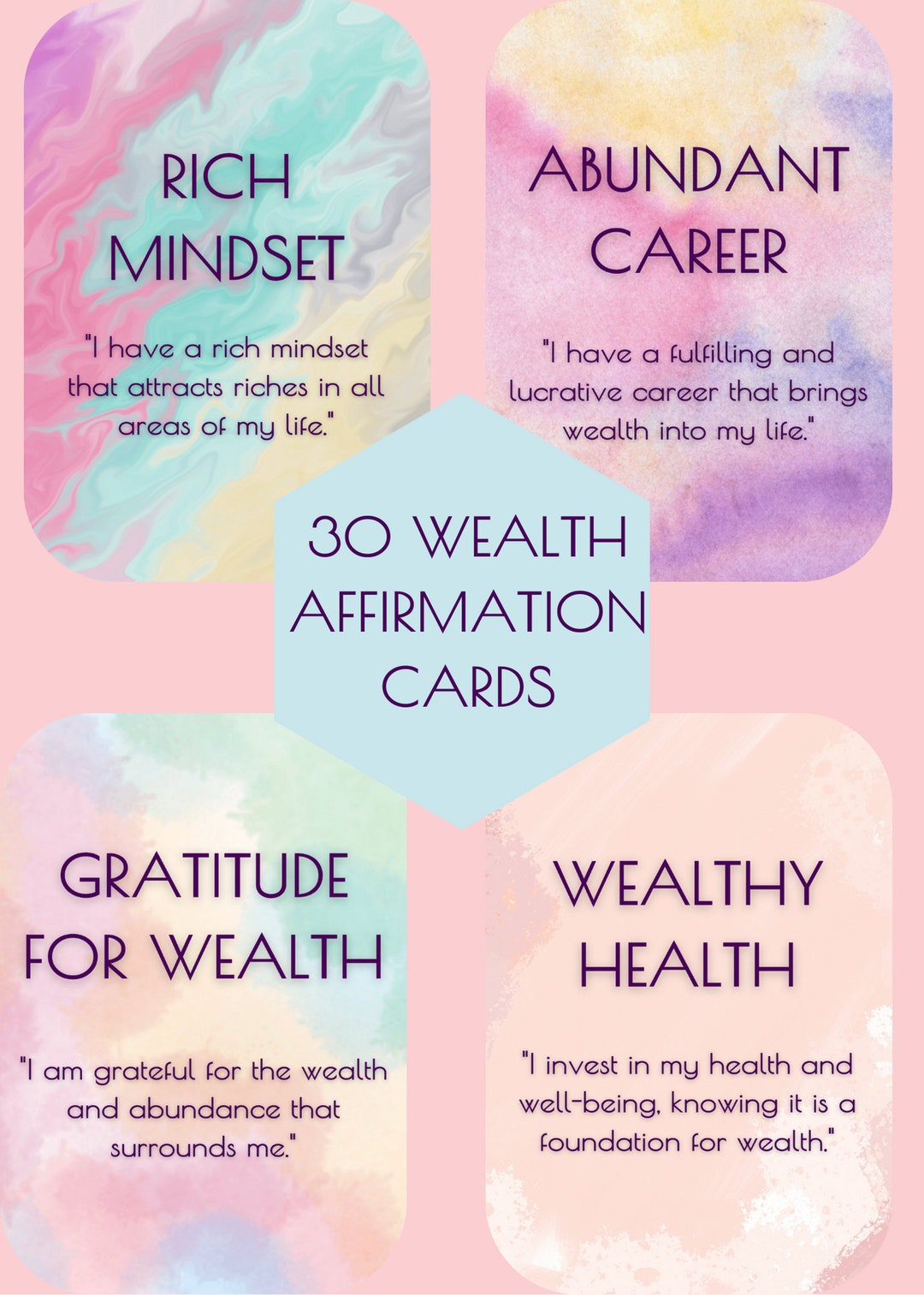 30 Empowering Wealth Manifesting Cards - Digital Download - Print ...