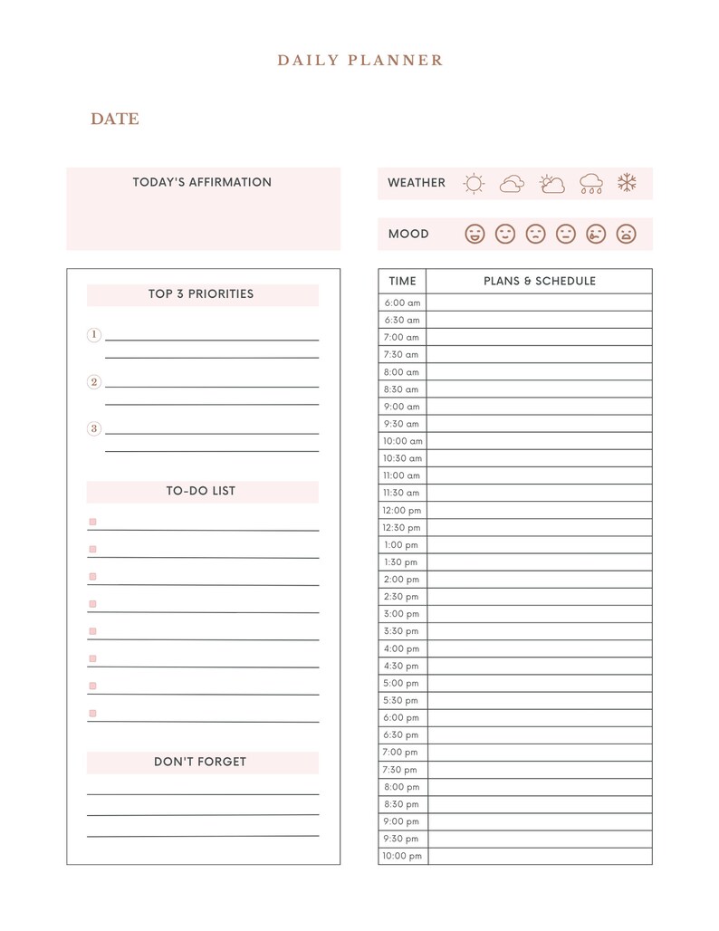 Pink Daily Planner - Etsy