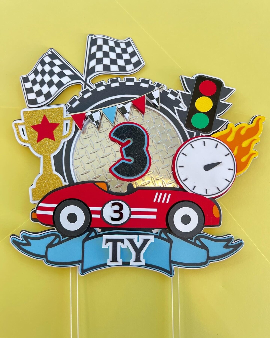 Vintage Race Car Cake Topper - Etsy