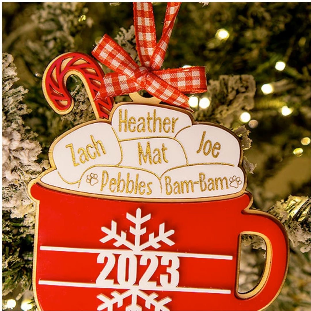 Personalized Wood Layered 3D Custom Hot Coco Cup Family Names - Etsy