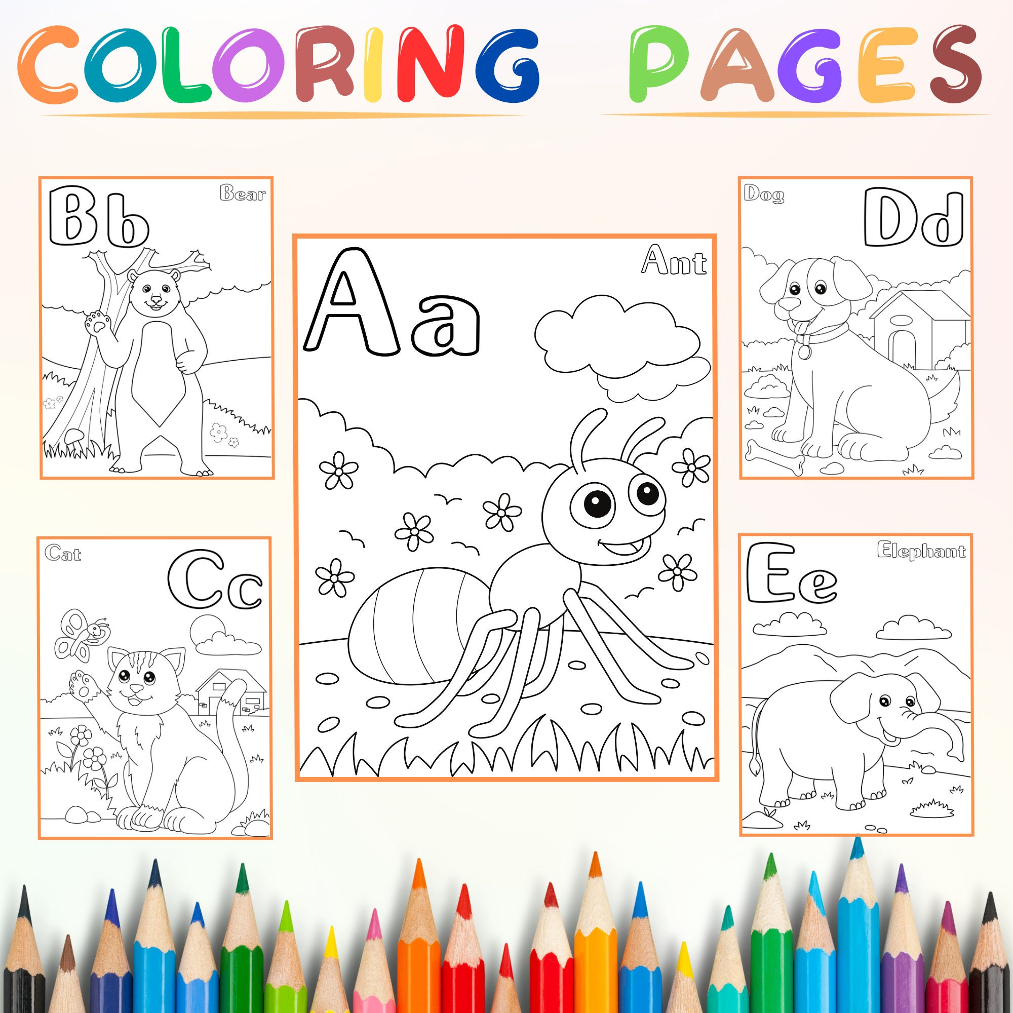 Animal Alphabet Coloring Pages 26 Pages Kids Coloring - Etsy