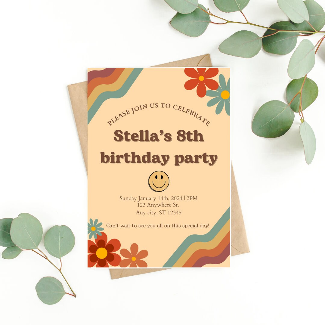Retro Birthday Invitation Template - Etsy