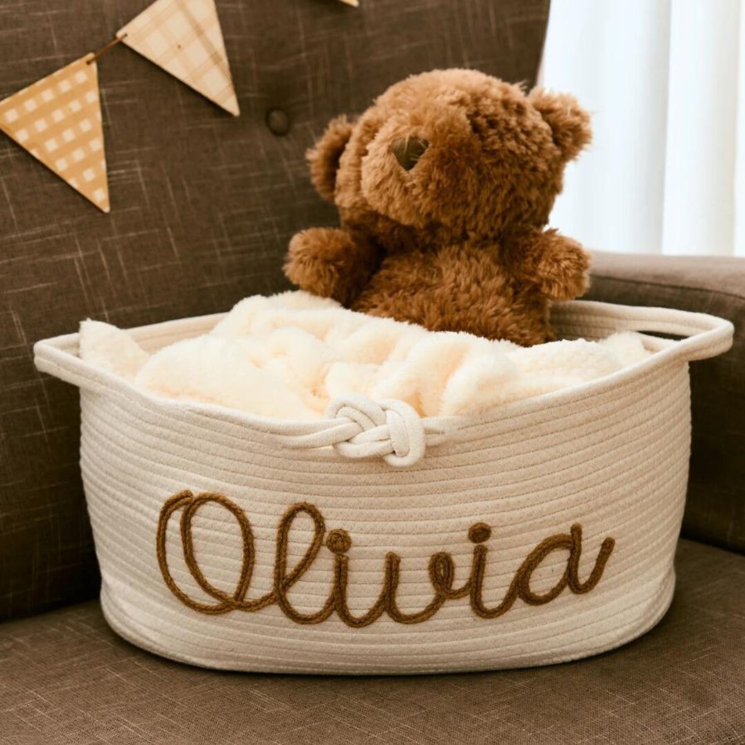 Personalized Baskets, Baby Shower Custom Name Baskets, Newborn Baptism ...