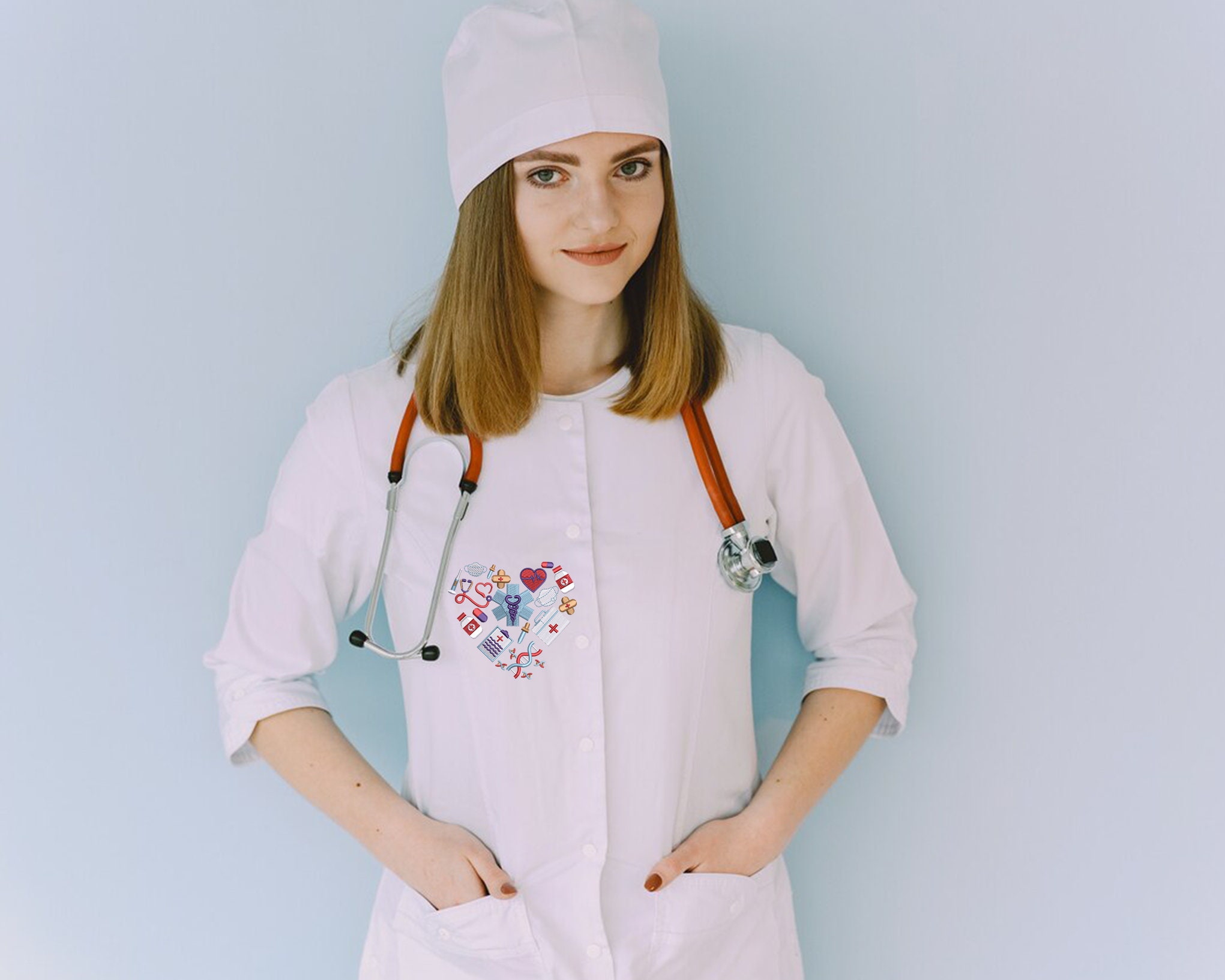 Medical Heart Embroidery Design, Equipments Stethoscope Machine ...