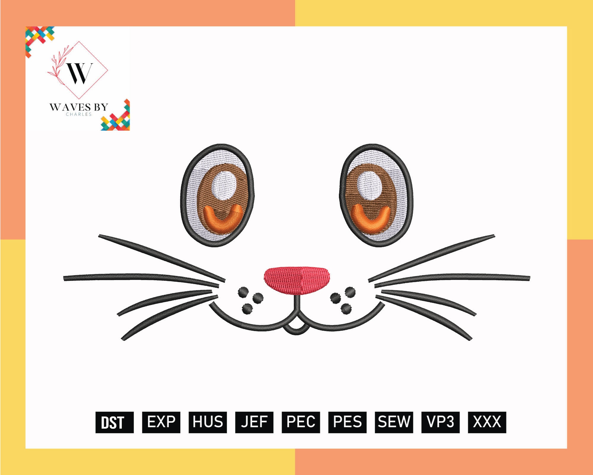 Cute Bunny Face Embroidery Design, Rabbit Face Digital Embroidery, Mini ...