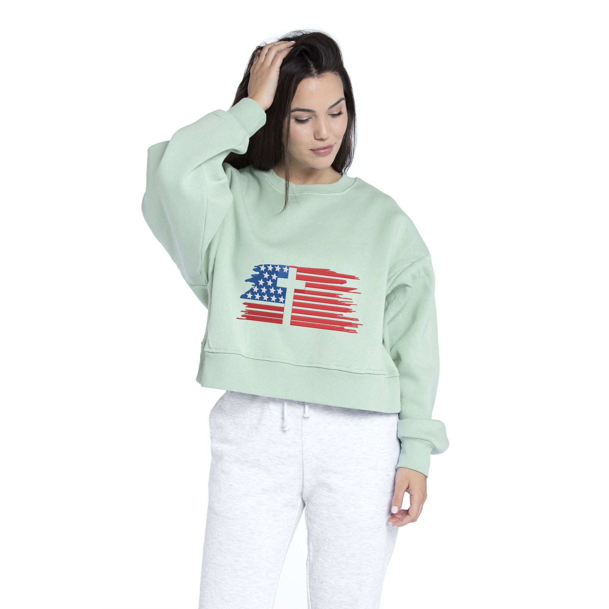 American Flag Cross Design Embroidery, Christian Cross in Flag Usa ...